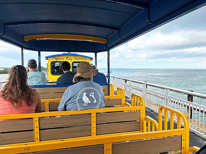 Passengers settle in for their journey across the water, each face showing that mixture of relaxation and anticipation unique to vacation moments.