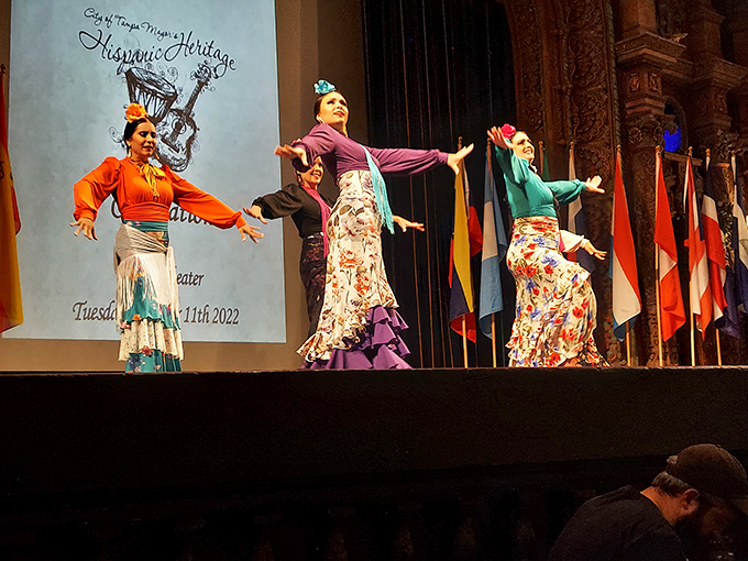Cultural performances bring global artistry to Tampa's historic stage, where flamenco dancers command the spotlight with passionate precision.