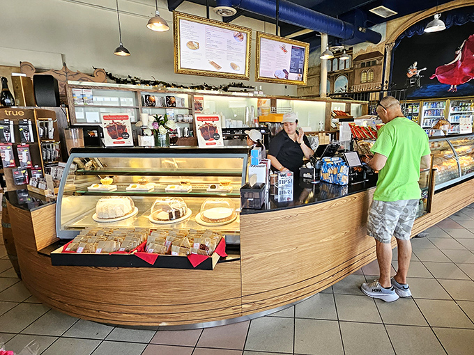 The bakery counter showcases fresh-baked Spanish treats &ndash; because at El Carajo, even a quick coffee stop becomes a cultural experience.