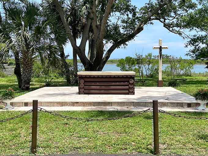 This rustic altar marks the spot where America's first parish Mass was celebrated in 1565, when Shakespeare wasn't even a twinkle in his father's eye.