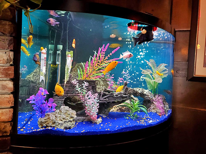 Colorful fish dart through vibrant coral in the restaurant's aquarium&mdash;perhaps the only creatures not destined for a dinner plate.