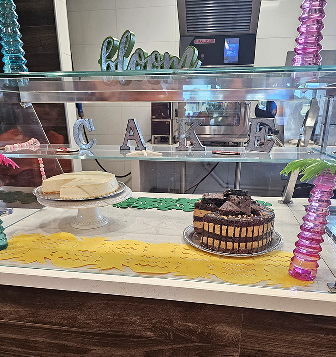 A cake display that makes wedding planners weep. "I'll have a Big Mac and that four-tier chocolate masterpiece, please."