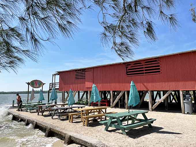 Waterfront dining means your view includes boats, birds, and sunsets that make you forget whatever you were worried about this morning.