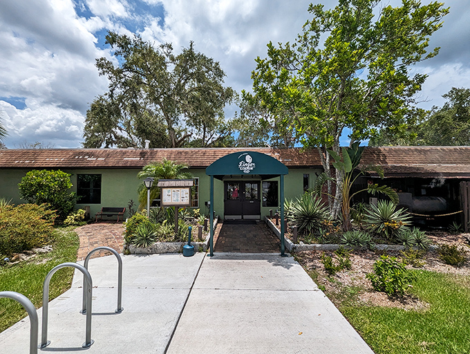 The welcoming fa&ccedil;ade blends into Florida's landscape, a humble exterior that belies the extraordinary experience waiting inside.