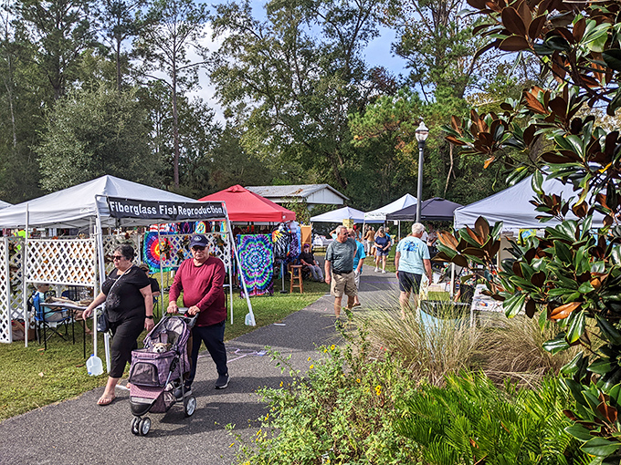 Local artisans display their wares at Sopchoppy's markets, where handmade treasures and friendly conversations await curious browsers.