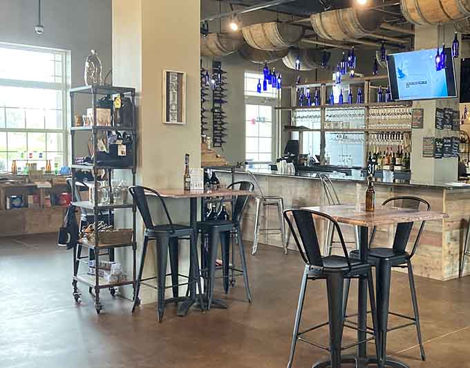 The bar area where magic happens and strangers become friends over shared appreciation for fermented grapes, Florida's greatest agricultural achievement after oranges.