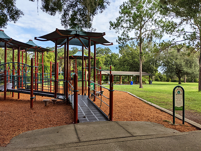 Lake Park: Playground equipment fit for young explorers stands ready for adventure in this family-friendly green space.