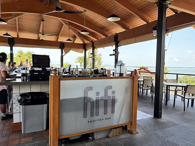 The Hi-Fi bar stands ready for service, like a captain at the helm of a very delicious, very relaxed ship.