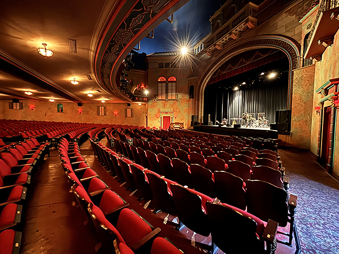 The auditorium's side view showcases the detailed craftsmanship that modern theaters simply don't attempt &ndash; they truly don't make them like this anymore.