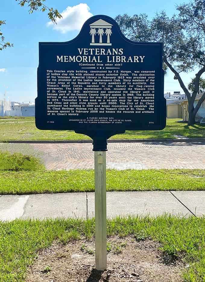 The historical marker outside tells the building's story in bronze, giving passersby the CliffsNotes version of this structure's impressive journey through time.