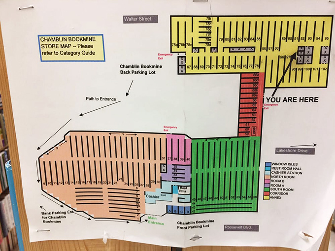 You are here &ndash; but where exactly is "here" in this literary maze? Chamblin's store map prevents readers from getting permanently lost.