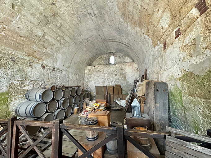 The fort's storage rooms kept soldiers supplied through sieges and storms, though probably not with anything particularly tasty.