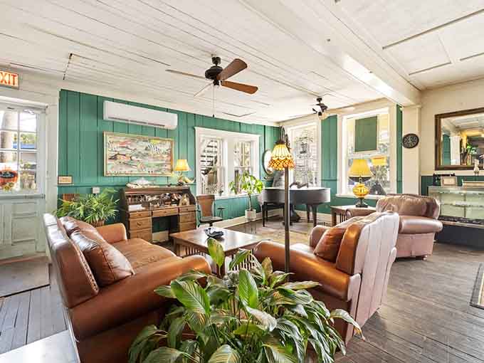 The lobby's cozy seating areas encourage lingering conversations and new friendships, because rushing is simply not the Cedar Key way of doing things.