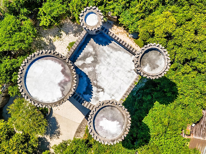 From above, the castle's footprint reveals a design complexity that makes sense once you remember this wasn't built by accident but by obsessive attention to detail.