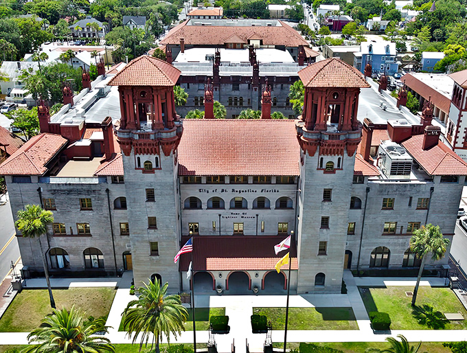 From above, the symmetry of the Lightner Museum reveals itself &ndash; a masterpiece of Spanish Renaissance design that dominates St. Augustine's skyline.