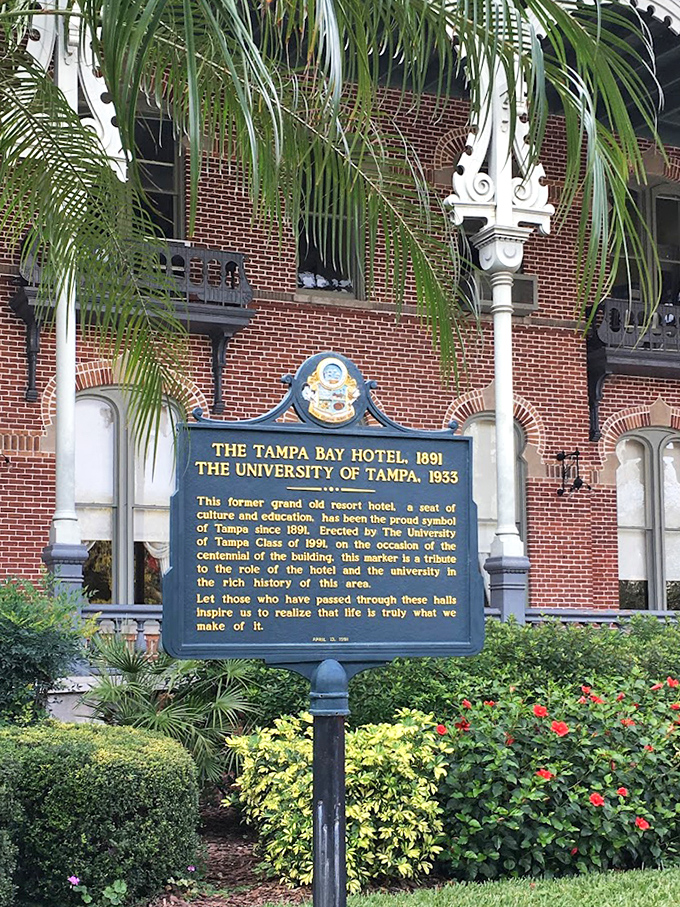 A historical marker tells the building's story &ndash; from luxury hotel to university campus &ndash; preserving the legacy of this Tampa landmark for future generations.