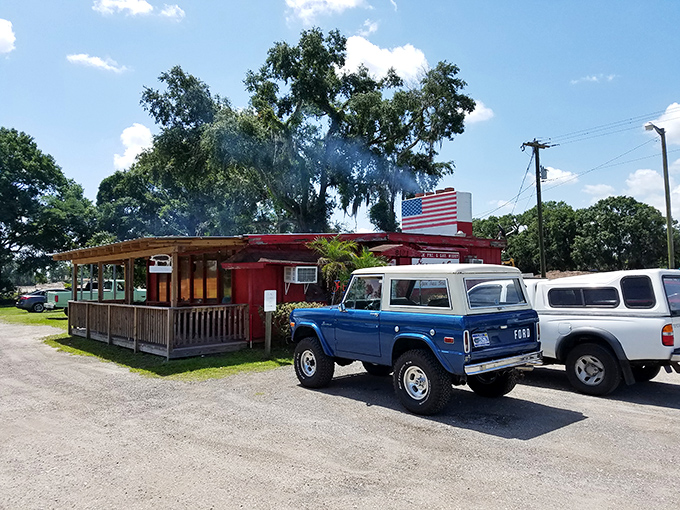 The parking area fills with vehicles from near and far, including vintage rides whose owners appreciate timeless quality.
