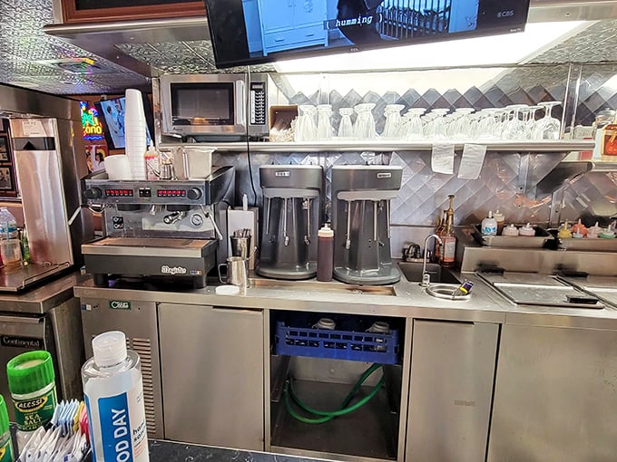 The prep station reveals the organized chaos behind every perfect plate &ndash; a glimpse into the engine room that powers this time-traveling diner experience.