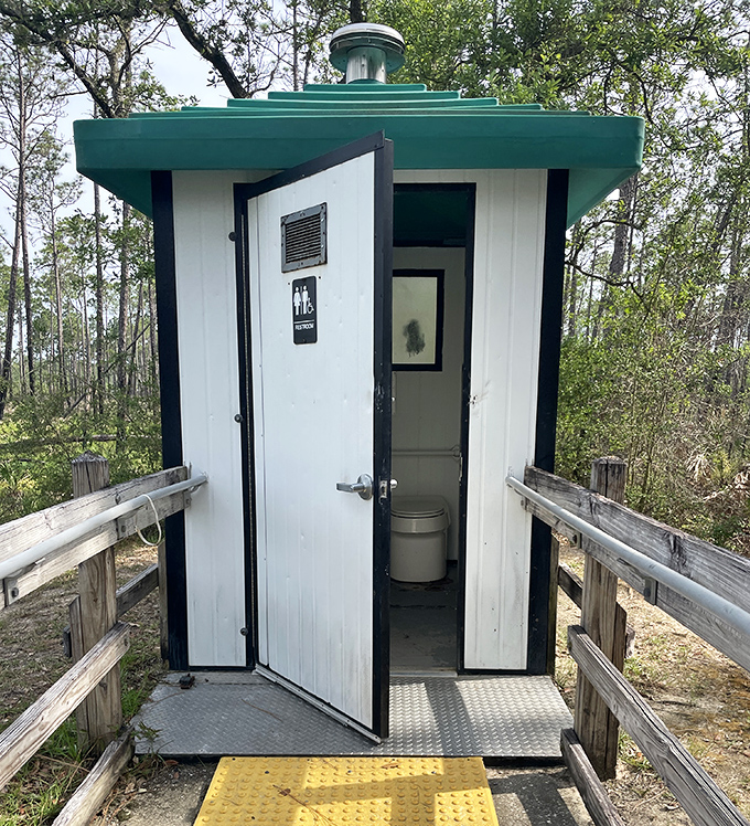 Even in the wilderness, when nature calls, civilization answers &ndash; albeit with a touch of rustic charm.