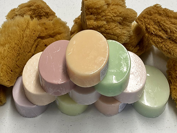 Pastel soaps paired with natural sponges create a bathroom upgrade that's both practical and Instagram-worthy.