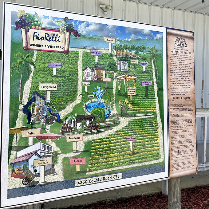 This isn't just a map &ndash; it's a treasure hunt guide to Fiorelli's vineyard kingdom, where X marks the spot for your next favorite wine discovery.