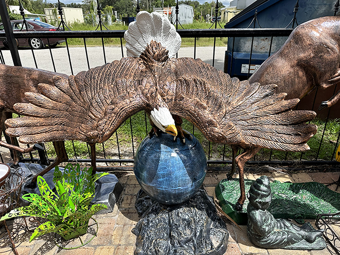 This eagle sculpture captures America's spirit with wings spread wide &ndash; patriotism and garden d&eacute;cor in one magnificent package.