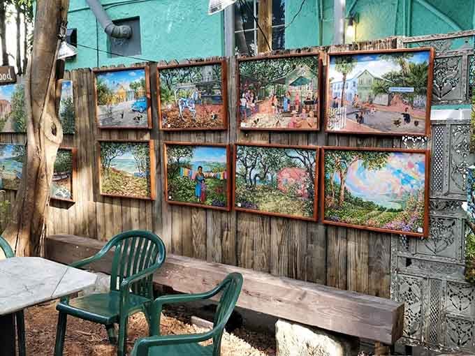 Local art adorning the outdoor walls because even the decor refuses to be boring here.