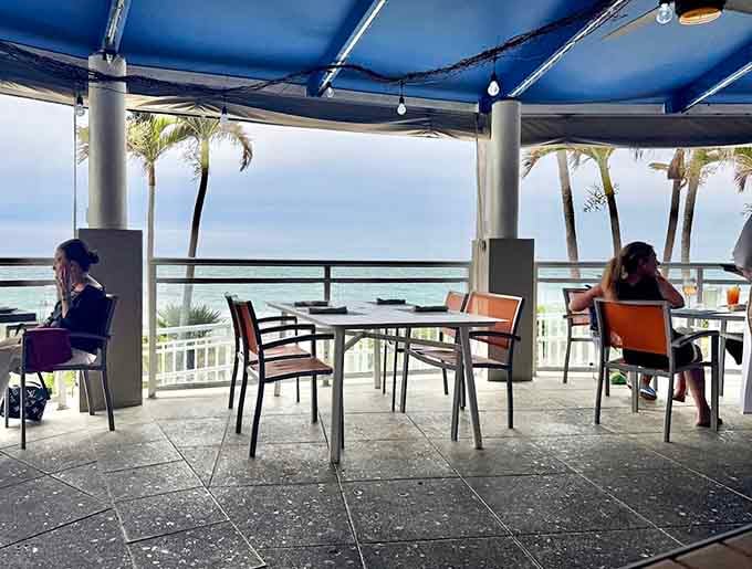 Ocean views from the patio turn every meal into dinner and a show, courtesy of Mother Nature herself.