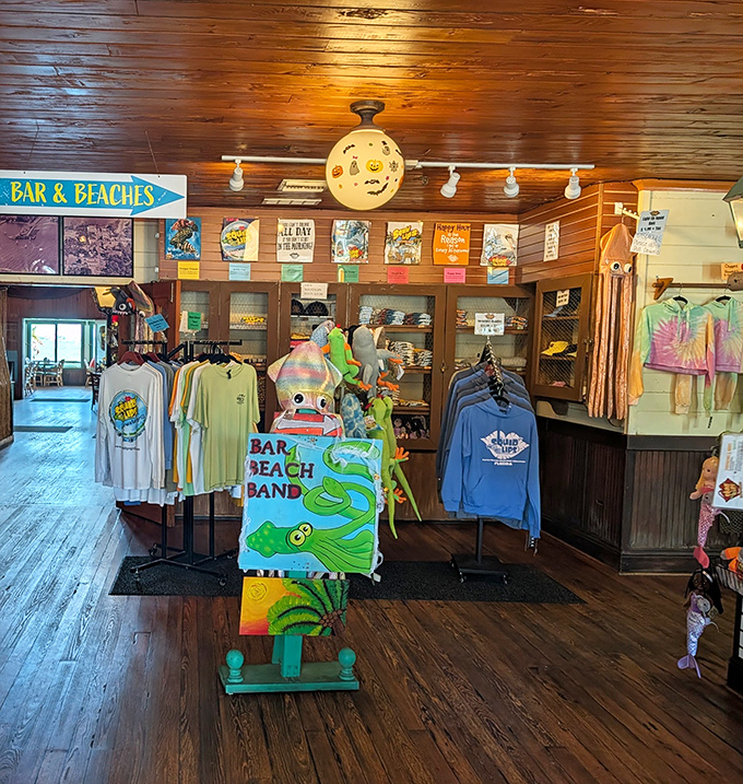 Coastal keepsakes: The gift shop offers colorful souvenirs that let you take home a piece of the Squid Lips experience &ndash; wearing their logo is a Florida foodie badge.