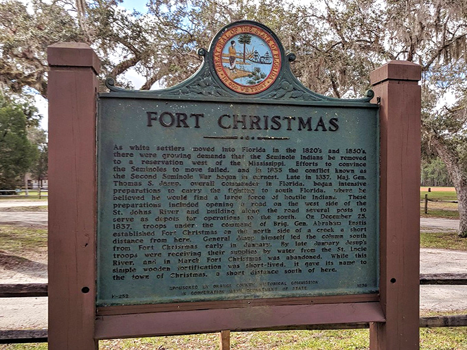 This historical marker doesn't just tell Fort Christmas's story&mdash;it connects visitors to the Second Seminole War's complex legacy in surprisingly few words.