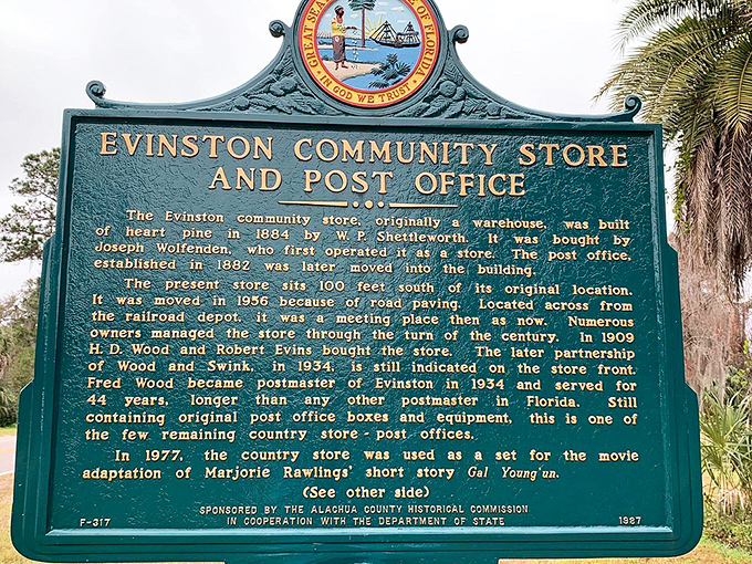 The historical marker tells the official story, but the real history is written in the worn floorboards and weathered walls of this Florida treasure.