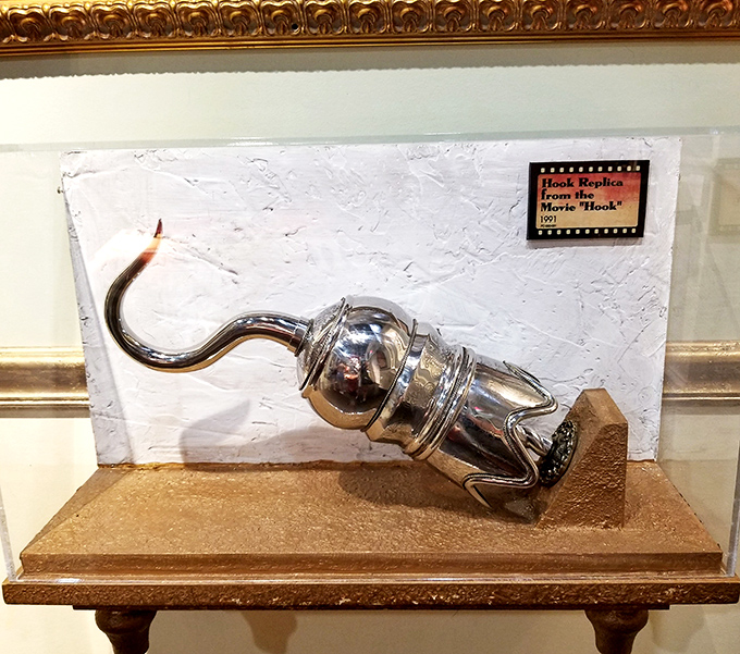"Bad form!" Captain Hook's infamous appendage from the 1991 film gleams menacingly &ndash; a Hollywood treasure nestled among historical artifacts.