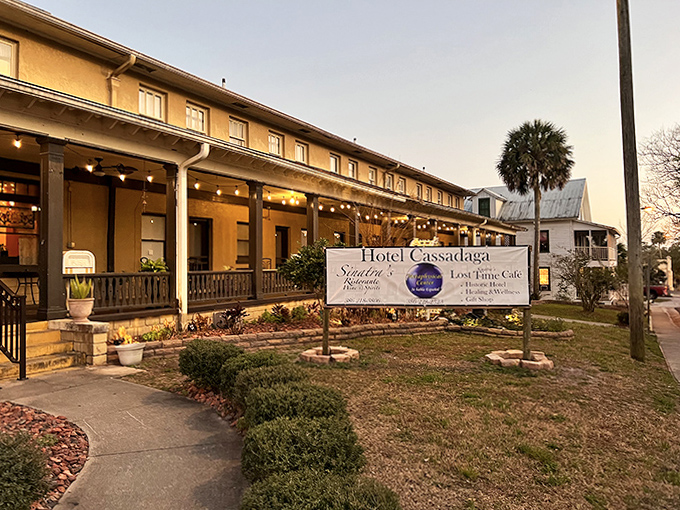 Announcing your arrival at Florida's most spiritually active accommodation. The sign doesn't mention that check-out time is flexible&mdash;some guests have apparently never left.
