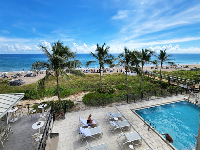 Pool or ocean? At Jensen Beach, the hardest decision of your day might be which shade of blue water to dip your toes into first.