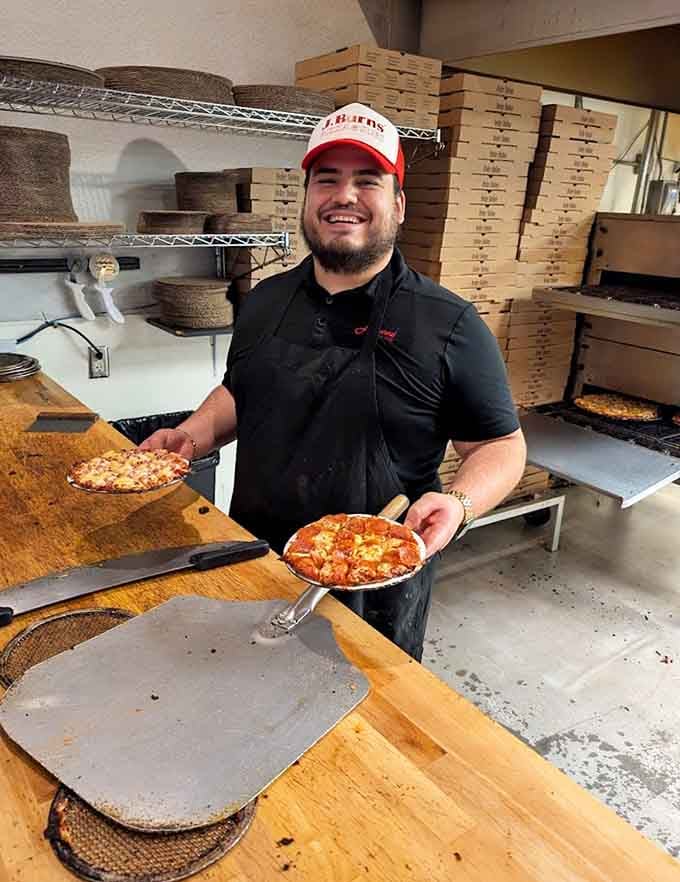 Skilled pizza makers work their magic behind the counter, turning quality ingredients into edible works of art.