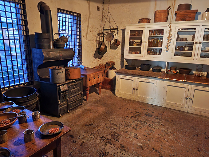 Prison food wasn't winning any Michelin stars—this restored kitchen produced meals that made airplane food look like gourmet dining.