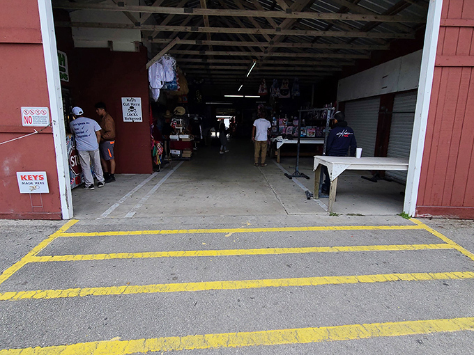 Morning light streams into the market entrance, where early birds get first pick of the day's treasures.