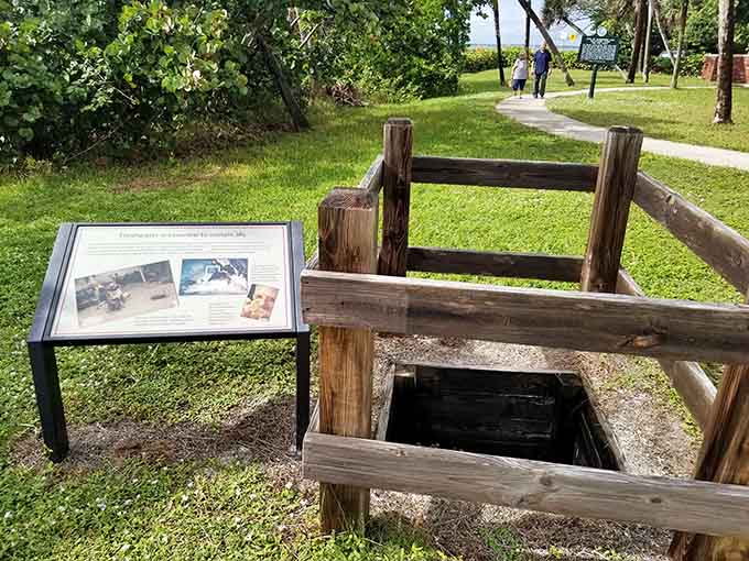 This reconstructed well served the salvage camp, providing fresh water to those working to recover treasure from the shipwrecks.