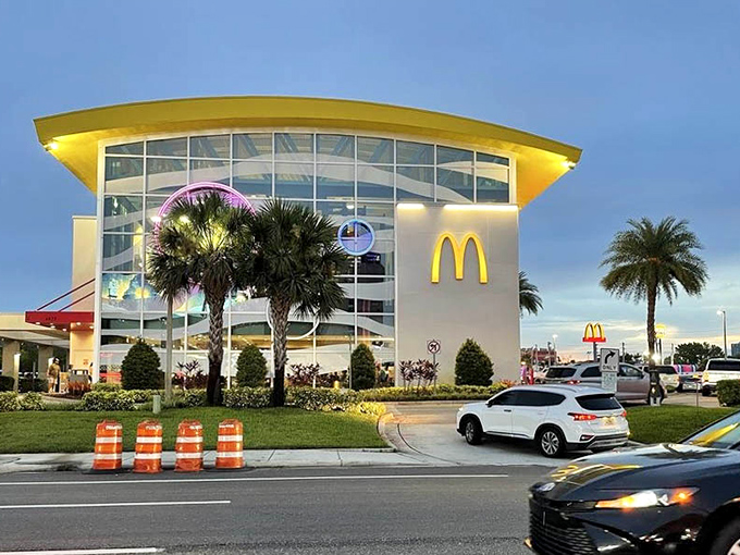 Daytime reveals the architectural splendor that houses America's most ambitious McDonald's experiment.
