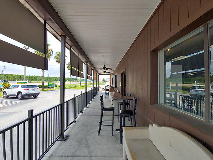 The covered porch offers a perfect spot to immediately surrender to temptation – because who has the willpower to wait?