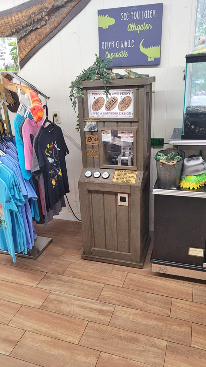 The penny press machine offers affordable souvenirs that somehow feel more valuable than anything mass-produced. Childhood magic for just 51 cents.