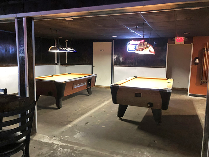 The game room offers friendly competition between bites &ndash; where "just one more game" becomes the night's recurring promise.