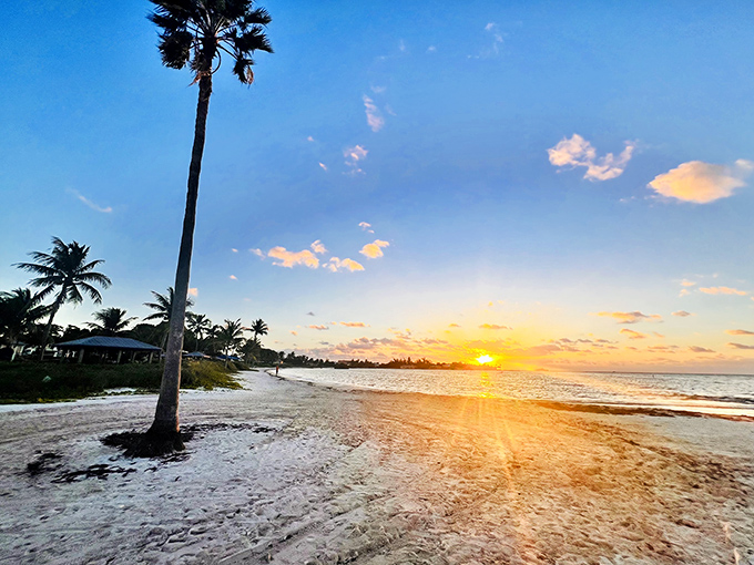 Golden hour magic: Sunset transforms Sombrero Beach into a painter's palette, where even smartphone photos look like professional masterpieces.