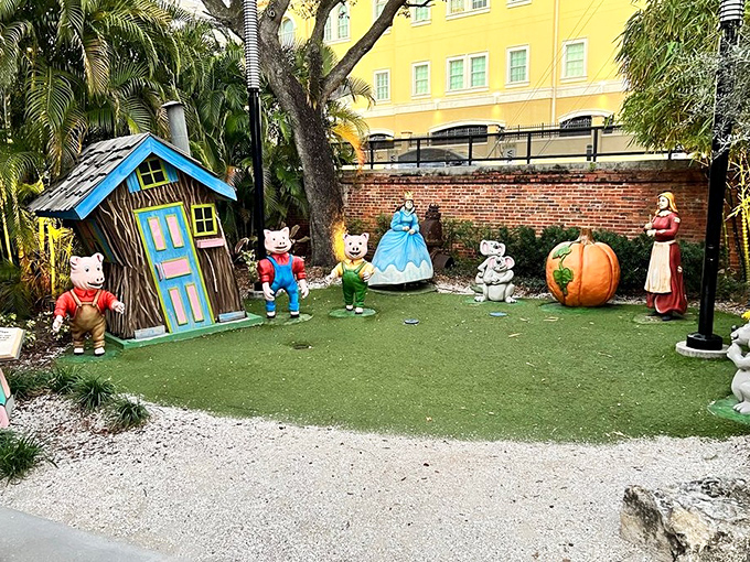 The Three Little Pigs have found a permanent home in Ulele's storybook garden, delighting visitors of all ages with their fairy tale charm.