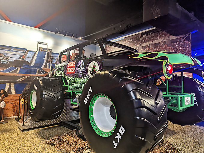 Monster truck enthusiasts can climb aboard this green beast without worrying about crushing smaller vehicles or astronomical fuel costs.