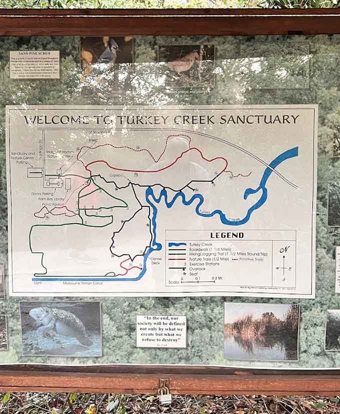 This trail map shows the sanctuary's network of paths, though getting slightly lost here would hardly qualify as a crisis.