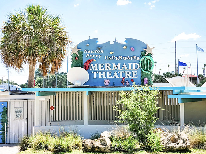The iconic Underwater Mermaid Theatre sign promises visitors the same magical performances that have enchanted generations since the 1940s.