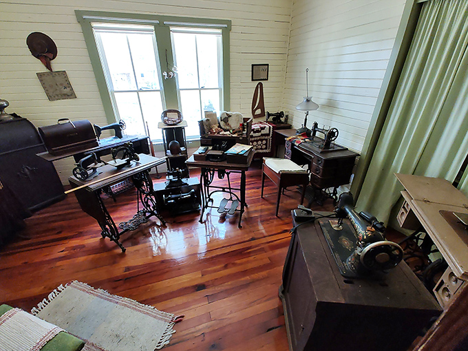 Antique sewing machines showcase the revolutionary technology that transformed domestic life long before smart homes were even imagined.