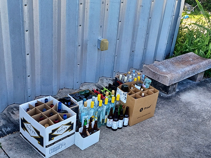 Empty bottles await their next life &ndash; Bunker Hill's recycling program transforms yesterday's empties into tomorrow's vessels for liquid creativity.