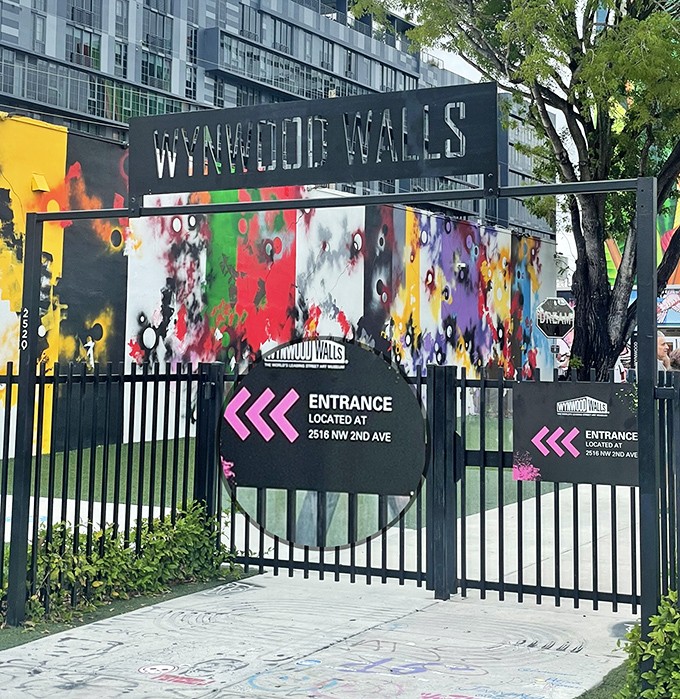 The official entrance to Wynwood Walls promises colorful adventures beyond &ndash; like stepping through a portal to a more vibrant dimension.
